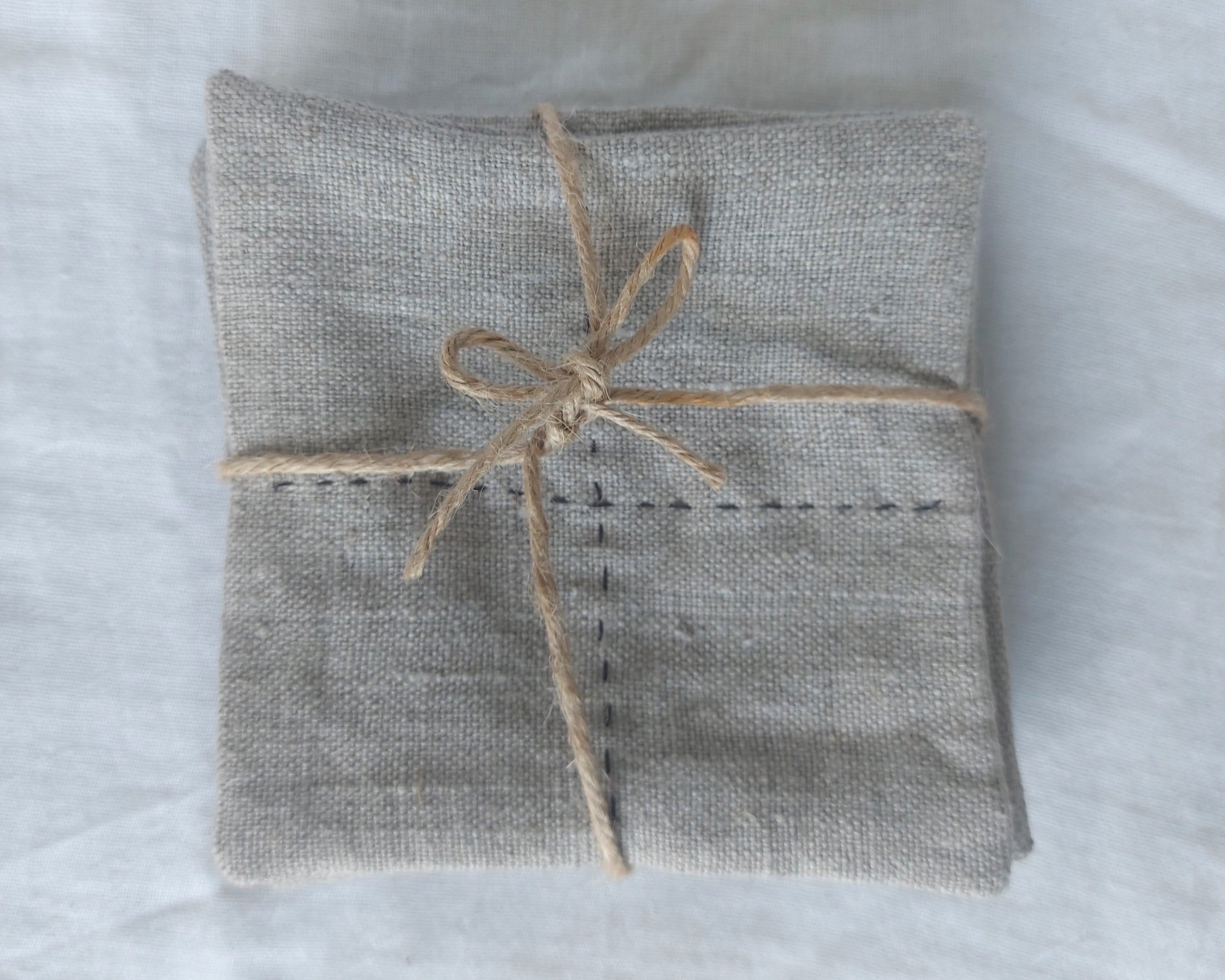 Sustainable Linen Coasters - Handmade from Offcuts | Set of 6 – voy